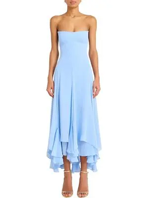 Amanda Uprichard Monterey Strapless Midi Dress - Baby Blue
