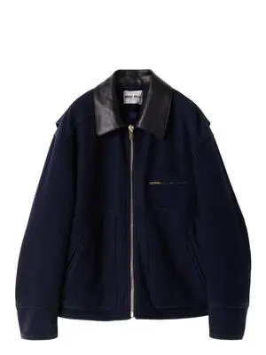 Miu Miu Washed Wool Cloth Blouson Jacket - Navy