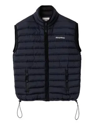 Miu Miu Light Pongé Down Vest - Navy