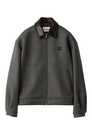 Miu Miu Prince Of Wales Check Blouson Jacket - Slate Gray