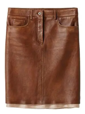 Miu Miu Nappa Leather Skirt - Brandy