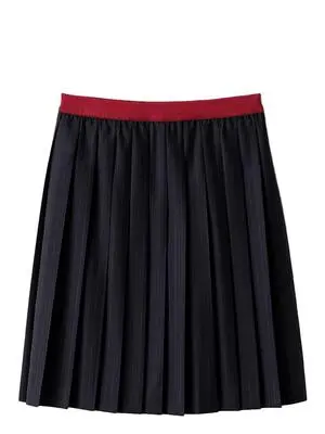 Miu Miu Pinstriped Pleated Midi Skirt - Navy