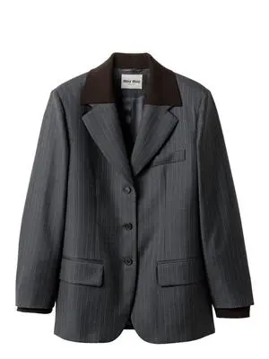 Miu Miu Single-breasted Pinstripe Jacket - Slate Gray