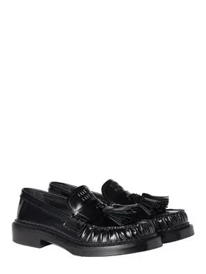Miu Miu Tassel Loafers In Polished Leather - Black