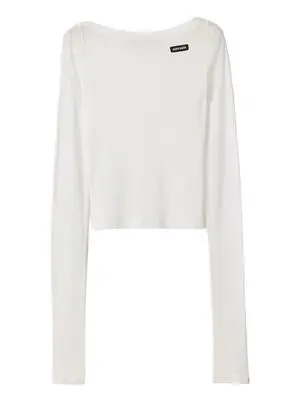 Miu Miu Ribbed Jersey Top - White