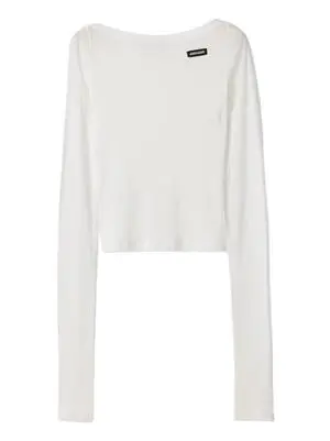 Miu Miu Ribbed Jersey Top - White