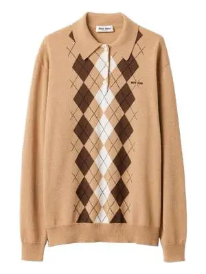 Miu Miu Cashmere Polo Shirt - Camel Brown