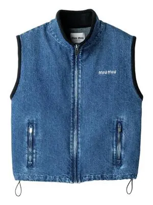 Miu Miu Cashmere Denim Blouson Vest - Navy