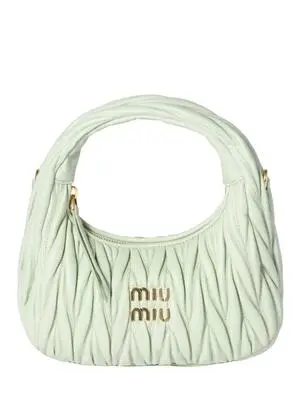 Miu Miu Wander Matelassé Nappa Leather Hobo Bag - Aqua