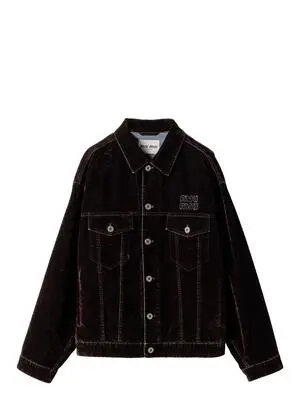 Miu Miu Flocked Chambray Jacket - Brown