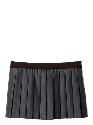 Miu Miu Pinstriped Pleated Miniskirt - Slate Gray