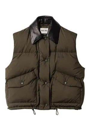Miu Miu Technical Pongé Down Vest - Military Green