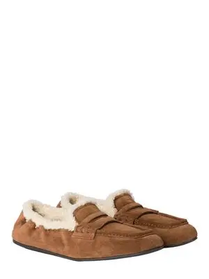 Miu Miu Ruched Suede Loafers - Cocoa Brown
