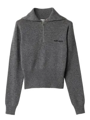 Miu Miu Cashmere Half-zipper Sweater - Slate Gray