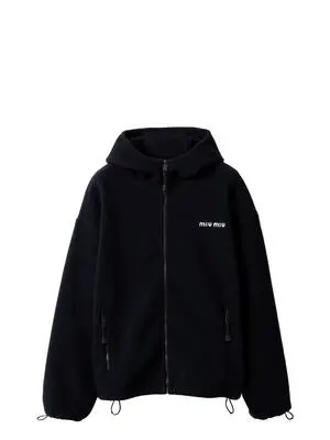 Miu Miu Cotton Fleece Zip-up Hoodie - Navy