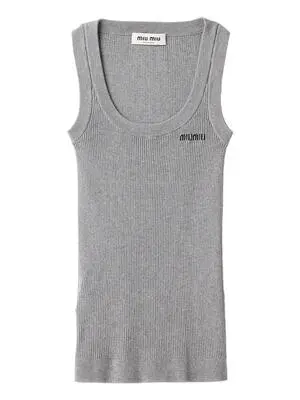 Miu Miu Cotton Knit Tank Top - Grey
