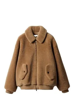 Miu Miu Shearling Blouson Jacket - Cork Beige