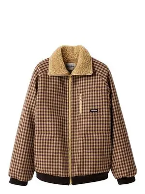 Miu Miu Fleece-lined Checked Blouson Jacket - Camel/cocoa Brown