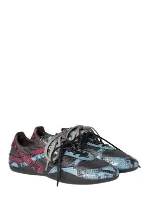 Miu Miu Technical Fabric And Ayers Leather Sneakers - Slate Gray/astral Blue