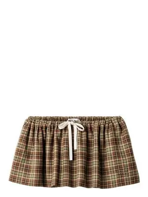 Miu Miu Plaid Miniskirt - Camel/tobacco