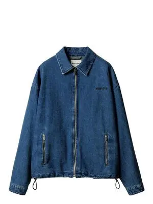 Miu Miu Cashmere Denim Blouson Jacket - Navy