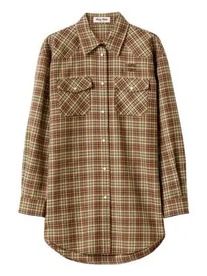 Miu Miu Plaid Shirt - Camel/tobacco
