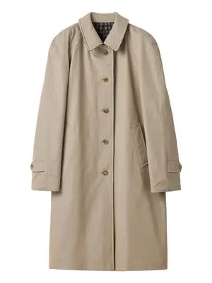 Miu Miu Reversible Twill And Check Trench Coat - Limestone/slate Gray