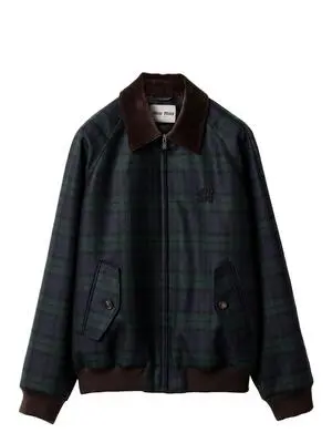Miu Miu Checked Twill Blouson Jacket - Blue/green