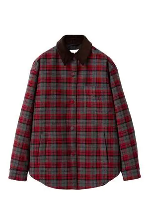 Miu Miu Plaid Down Jacket - Slate/red