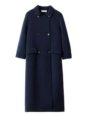 Miu Miu Shetland Wool Cardigan Coat - Navy