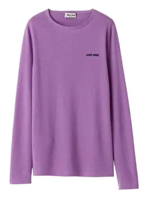 Miu Miu Cashmere And Silk Crew-neck Sweater - Wisteria