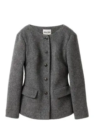 Miu Miu Light Shetland Wool Jacket - Slate Gray