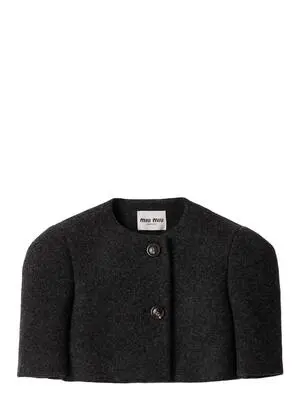 Miu Miu Light Shetland Wool Bolero Jacket - Anthracite Gray