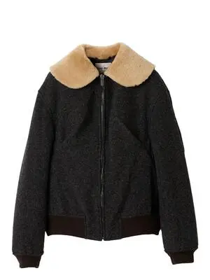 Miu Miu Shetland Wool Blouson Jacket - Anthracite Gray