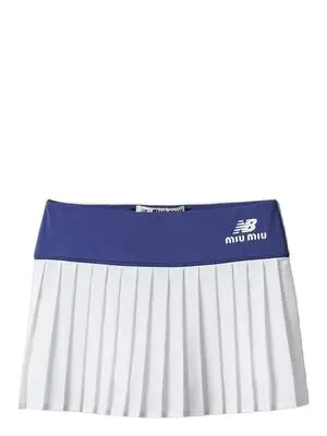 Miu Miu Stretch Technical Jersey Pleated Miniskirt - Royal Blue /white