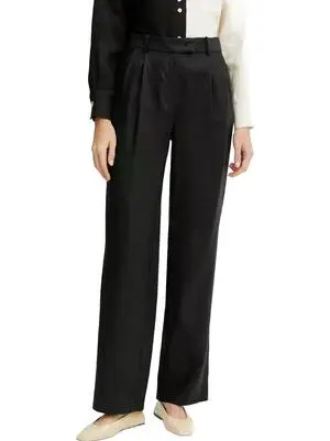 Luisa Spagnoli Pleated Linen Trousers - Black