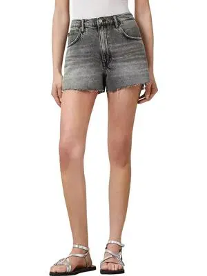 ALLSAINTS Tate Frayed-hem Denim Shorts - Grey