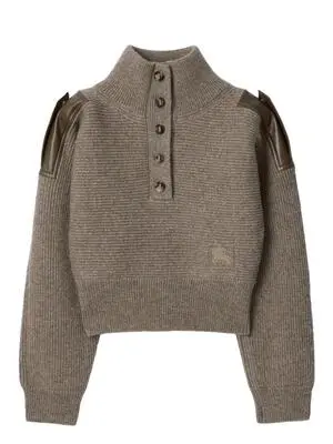 Burberry Wool Half-button Sweater - Beige Melange