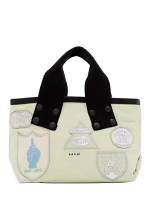 Sacai X Marc Gonzales Small Tote Bag With Patches - White