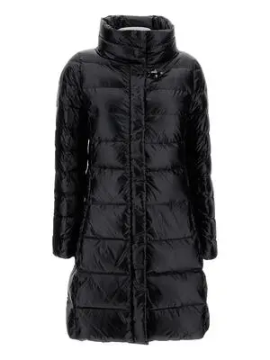 FAY Long Padded Coat With High Collar - Black