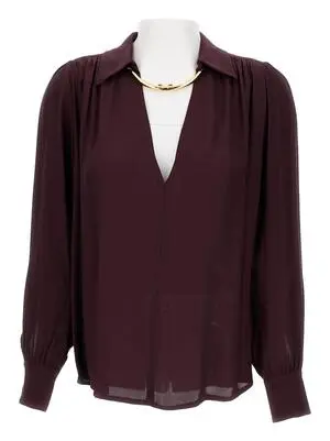 Elisabetta Franchi Viscose Shirt With Jewel Neckline - Red
