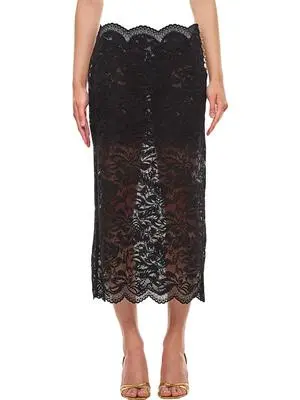 Rabanne Midi Lace Skirt - Black