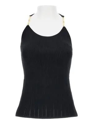 Elisabetta Franchi Ribbed Knit Top - Black