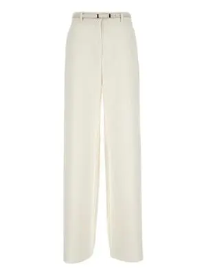 Max Mara Trousers With Leather Belt - White