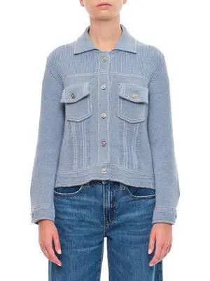 BARRIE Knitted Jacket - Sky Blue
