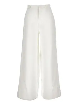MAX MARA Cotton Blend Wide Leg Trousers