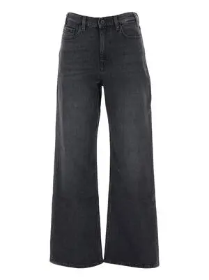 Ag Five-pocket Wide Leg Jeans - Black