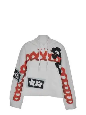 Marni Printed Oversized Hoodie - White
