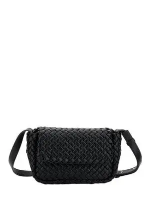 Bottega Veneta Padded Woven Shoulder Bag - Black