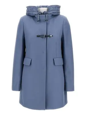FAY Hooded Toggle Coat - Sky Blue